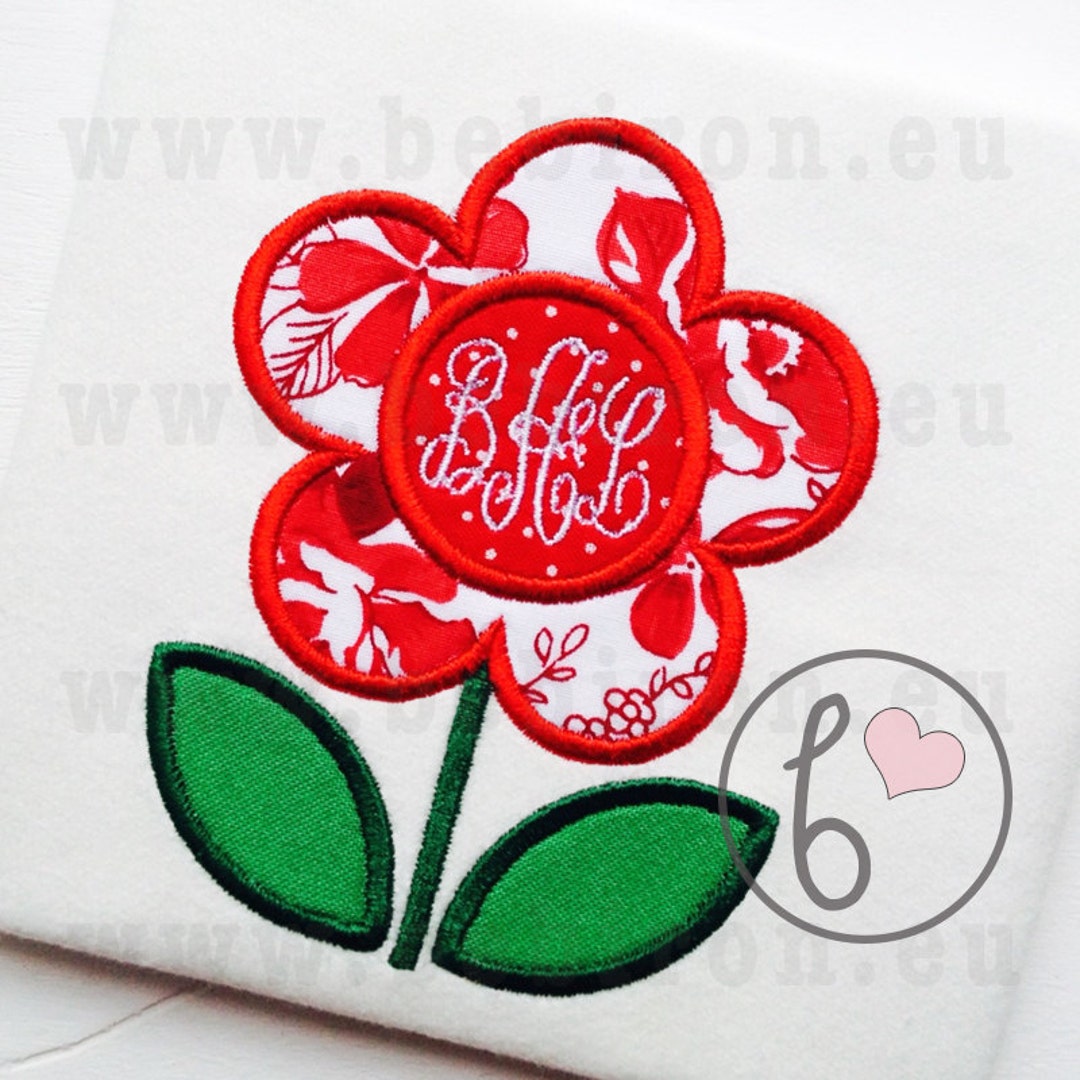 Flower Monogram Applique Design, Machine Embroidery Pattern, Monogram ...