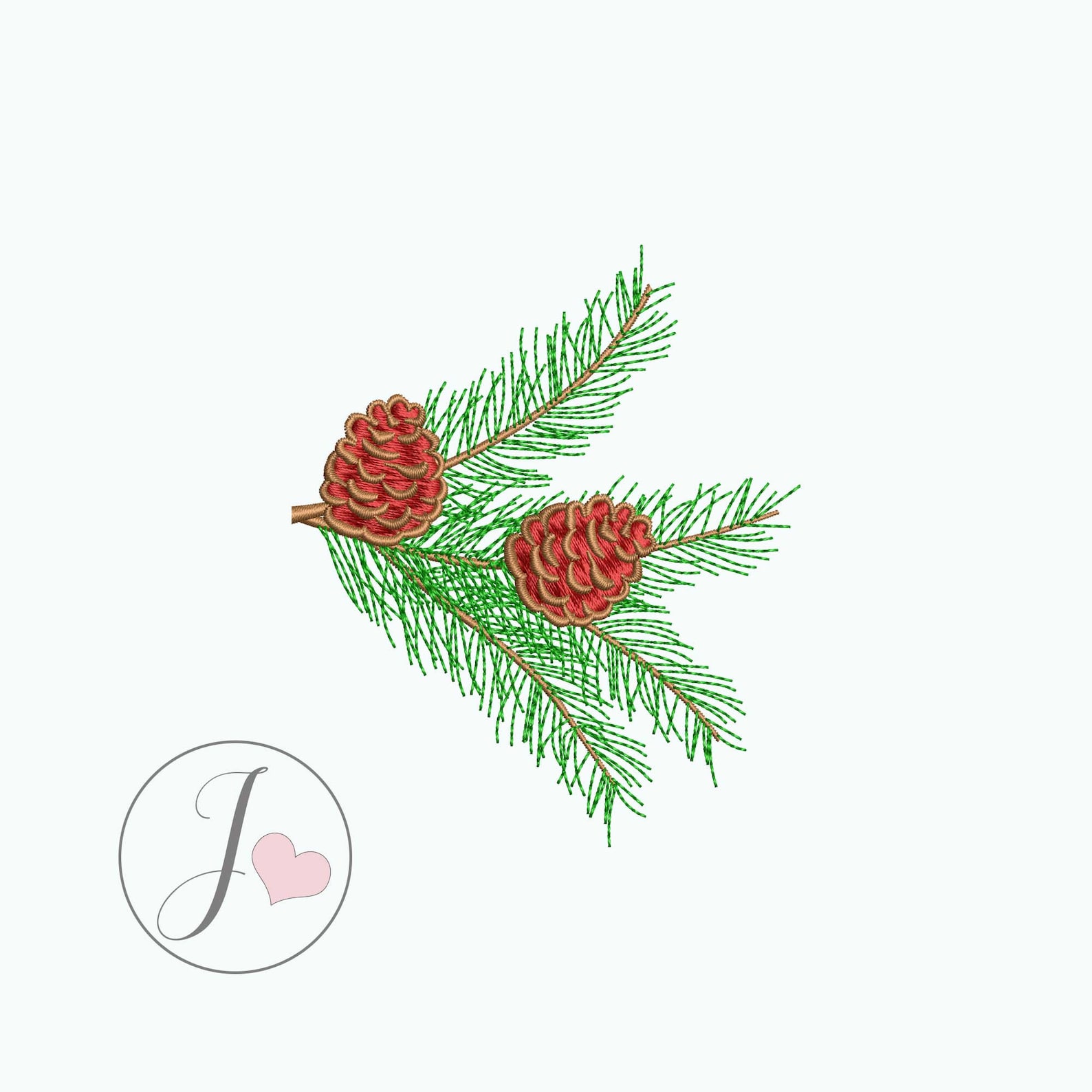 Pine Branch Embroidery Design Pine Cone Embroidery Design | Etsy