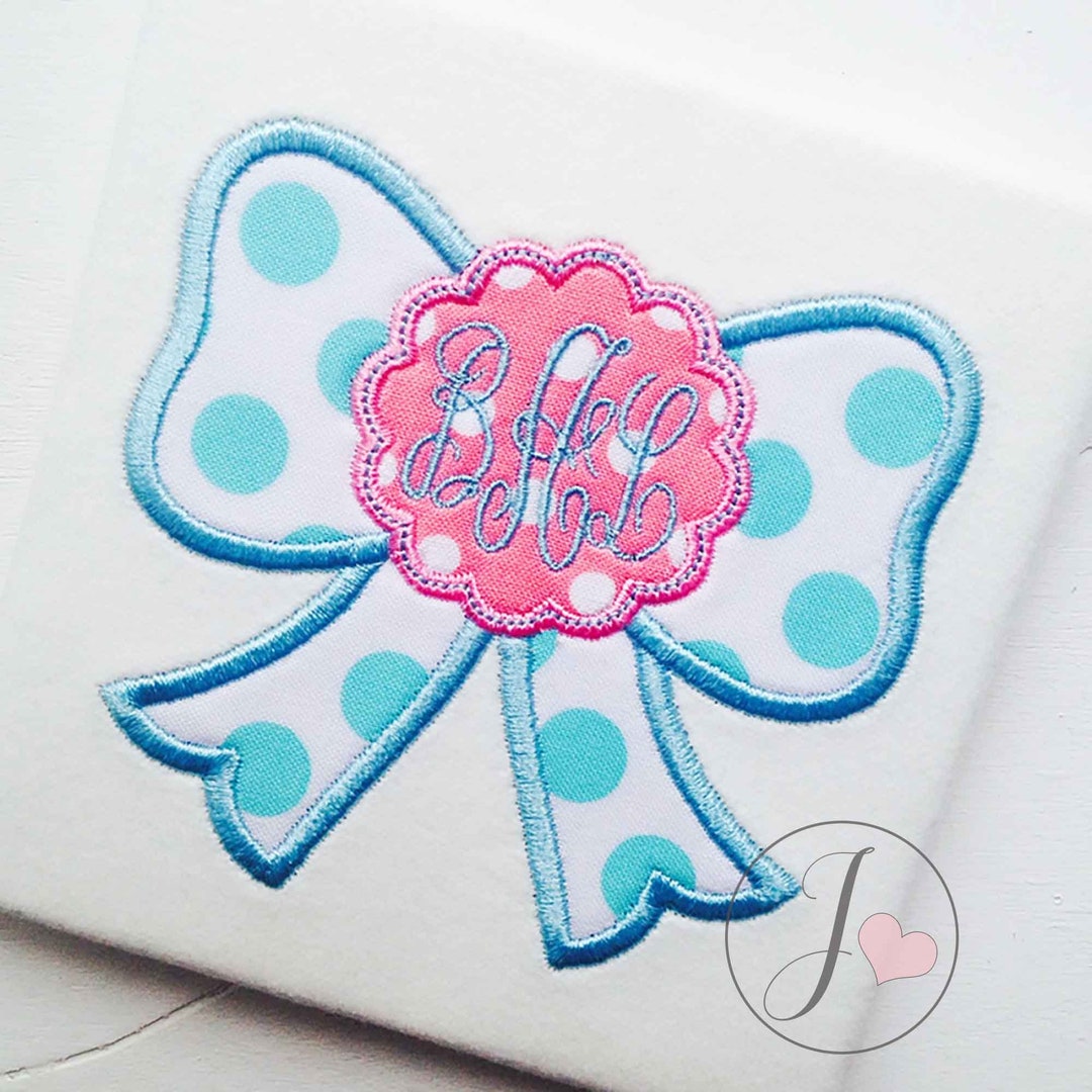 Bow Applique Design, Machine Embroidery Design, Monogram Applique ...