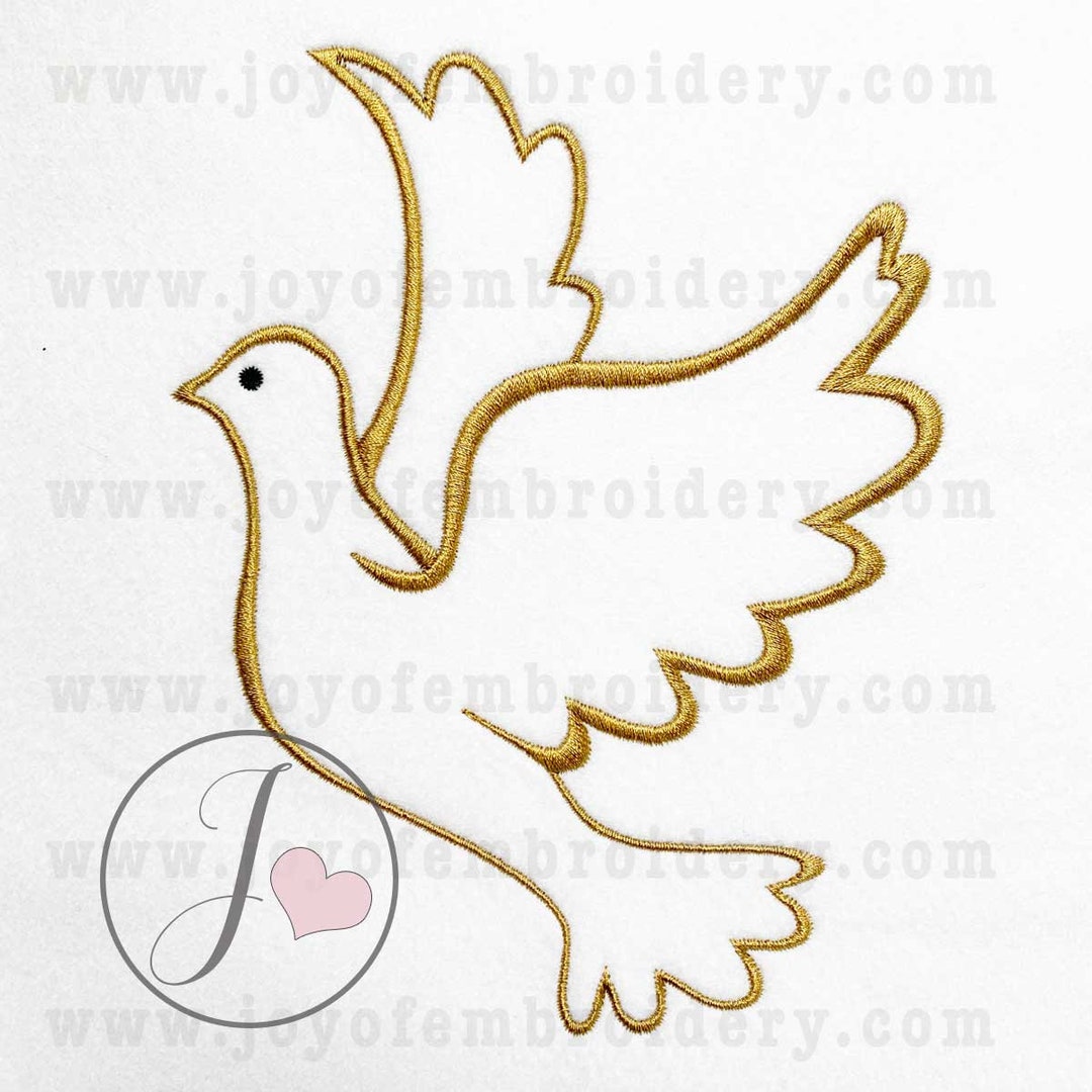 Dove Machine Embroidery Design, White Dove, Pigeon Embroidery Design ...