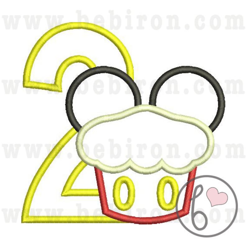 Mouse Ears Cupcake Applique Design, Second Birthday, Boy, Applique ...