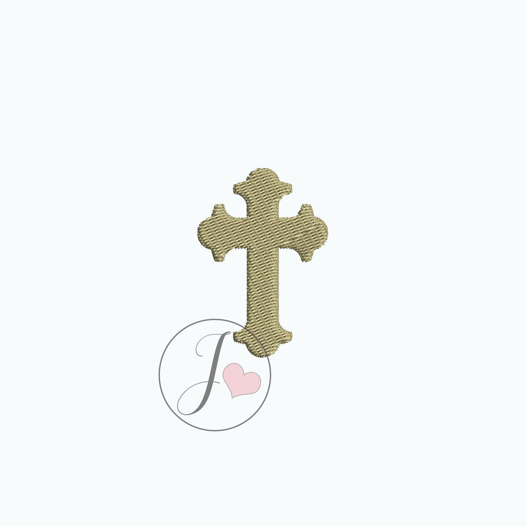 Cross Curly Embroidery Design, Religious Machine Embroidery (digital ...