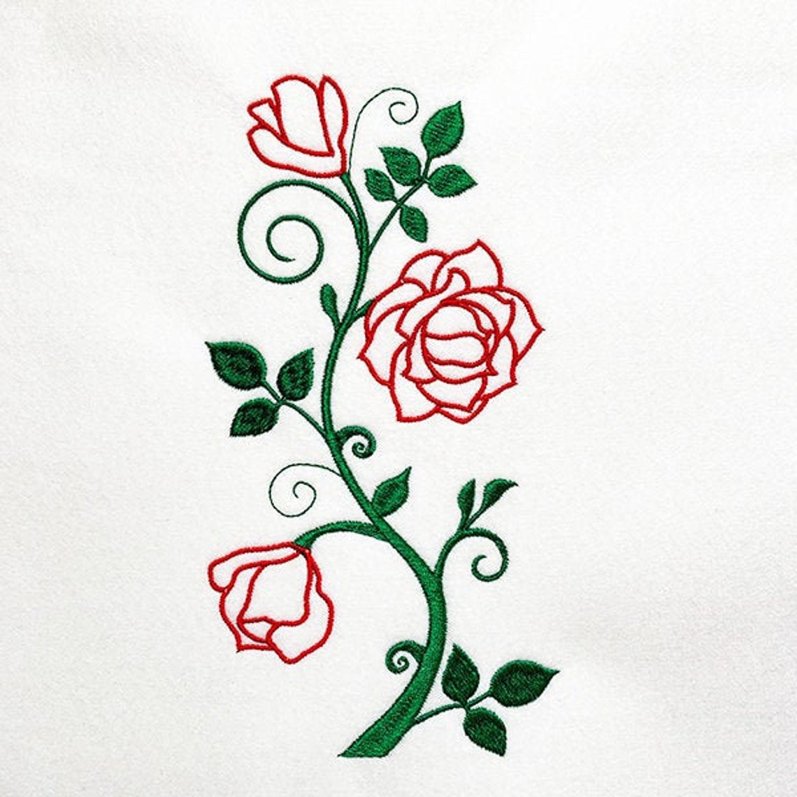 Rose Embroidery Design Red Rose Machine Embroidery Pattern - Etsy