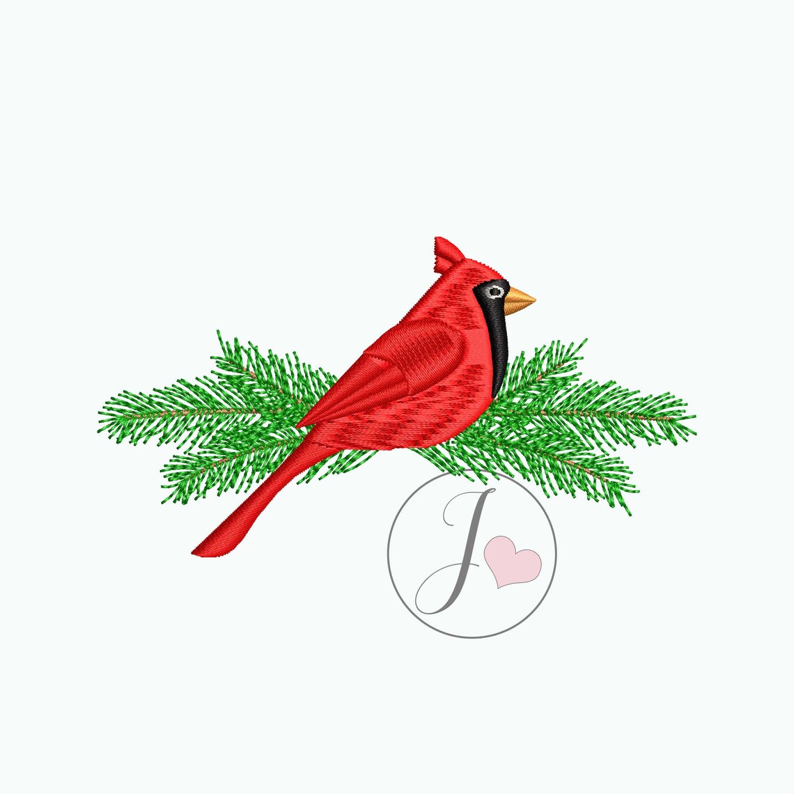 Cardinal Bird on the Pine Branches Embroidery Design Machine - Etsy