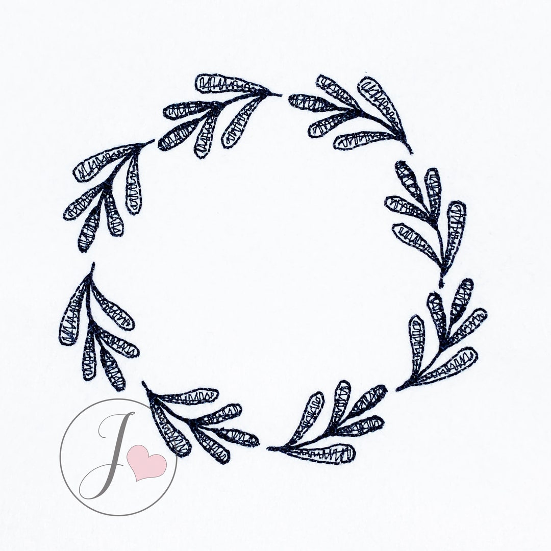 Wreath Hand Stitch Effect Embroidery Design (digital Download) - Etsy