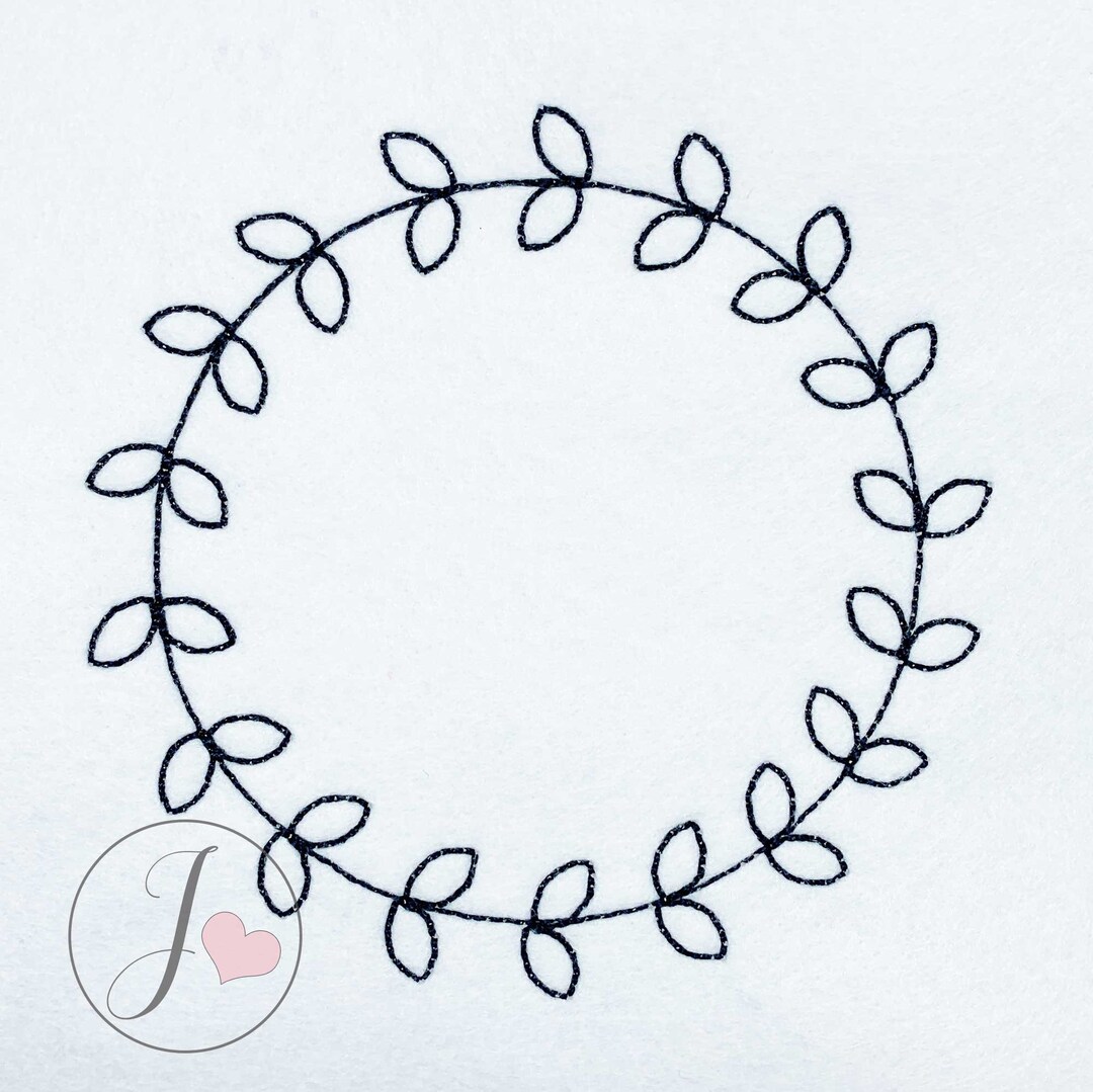 Simple Wreath Embroidery Design, Wreath Run Stitch, Wreath Machine ...