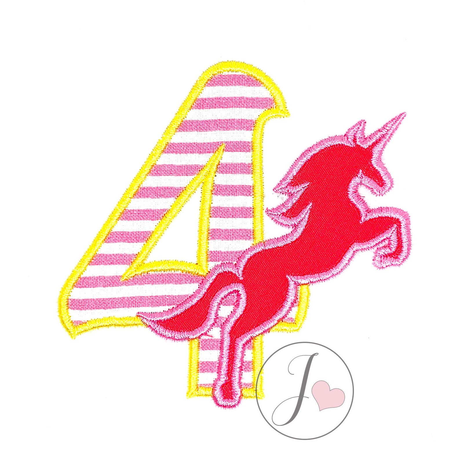 Unicorn Number 4 Applique Design (digital Download) - Etsy