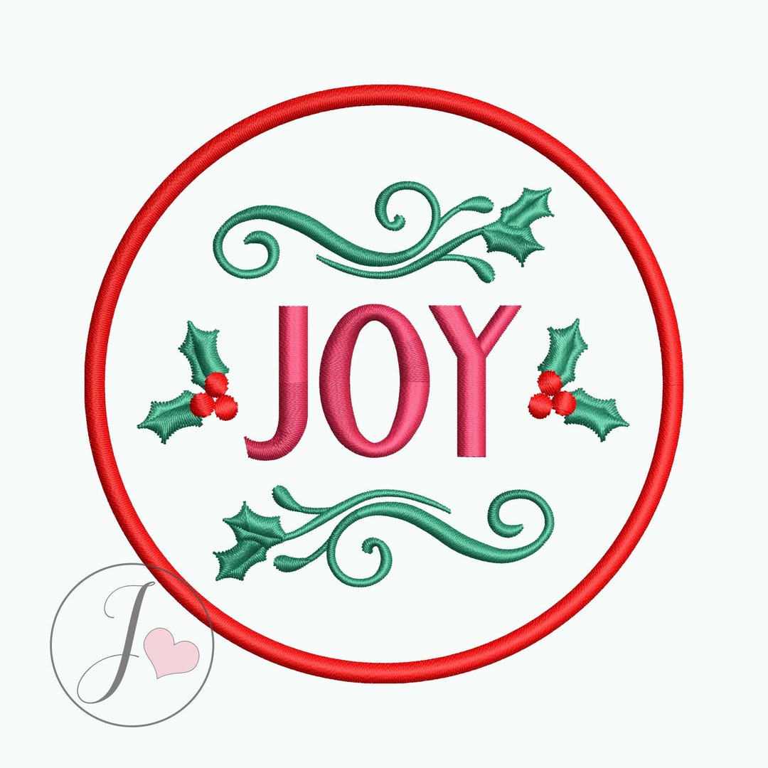 Joy Round Christmas Embroidery Design (digital Download) - Etsy