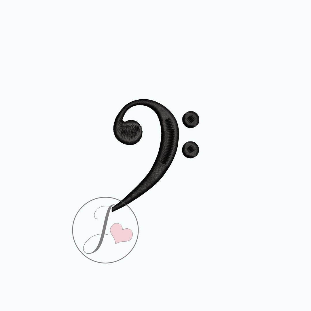 Musical Note Embroidery Design, Bass Clef Embroidery Design, Note ...