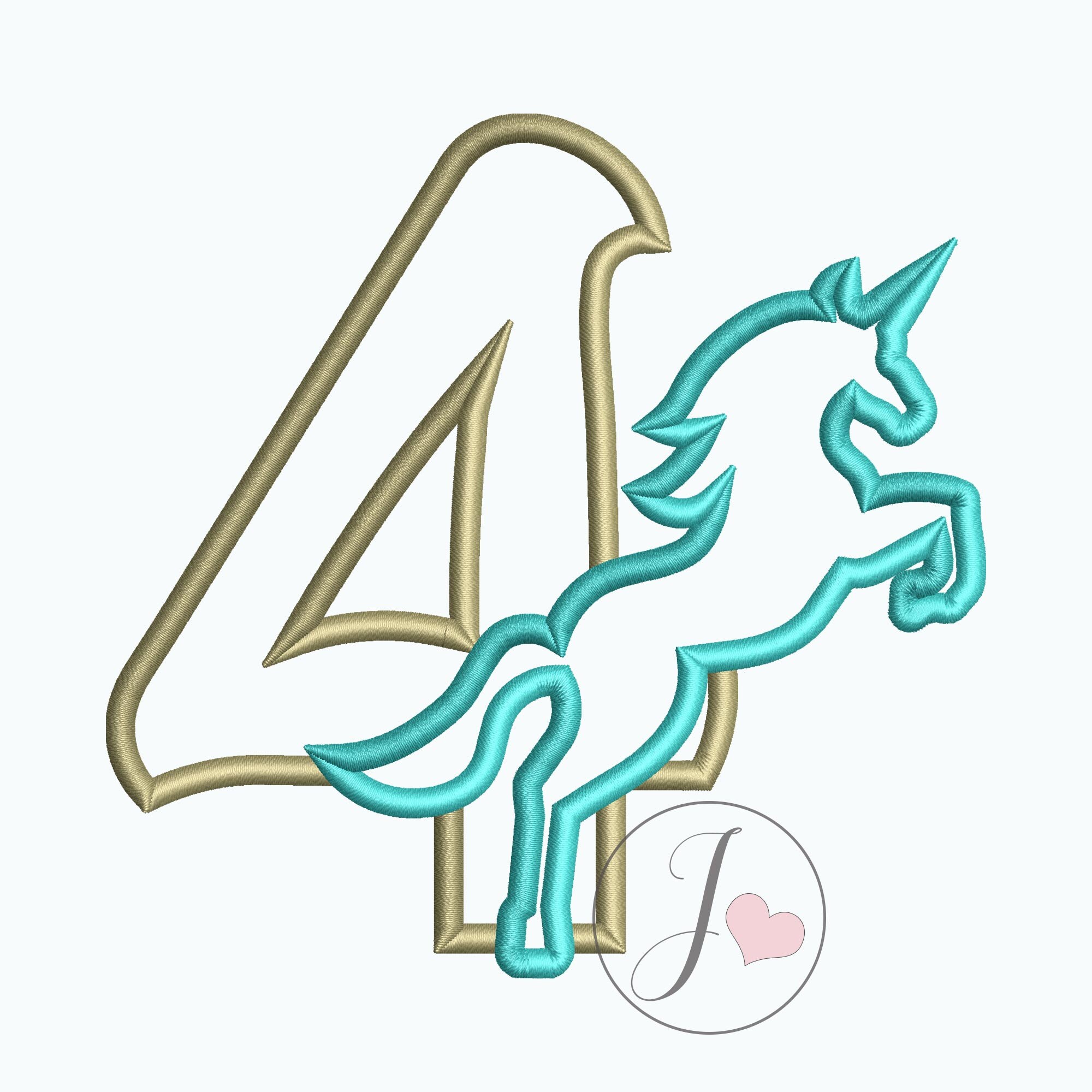 Unicorn Number 4 Applique Design (digital Download) - Etsy