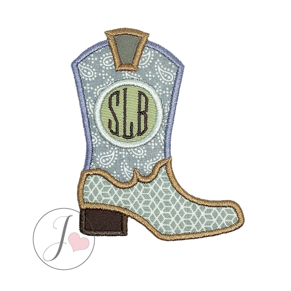 Cowboy Boots Monogram Applique Design Cowboy Applique - Etsy