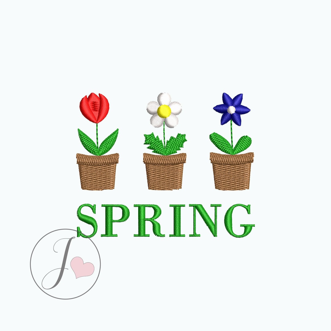 Spring Flowers in Pots Embroidery Design (digital Download) - Etsy
