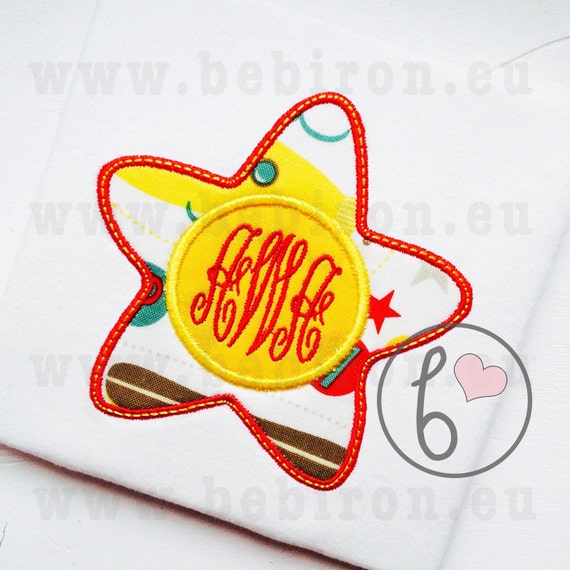 Star Monogram Applique Design Machine Embroidery Pattern | Etsy