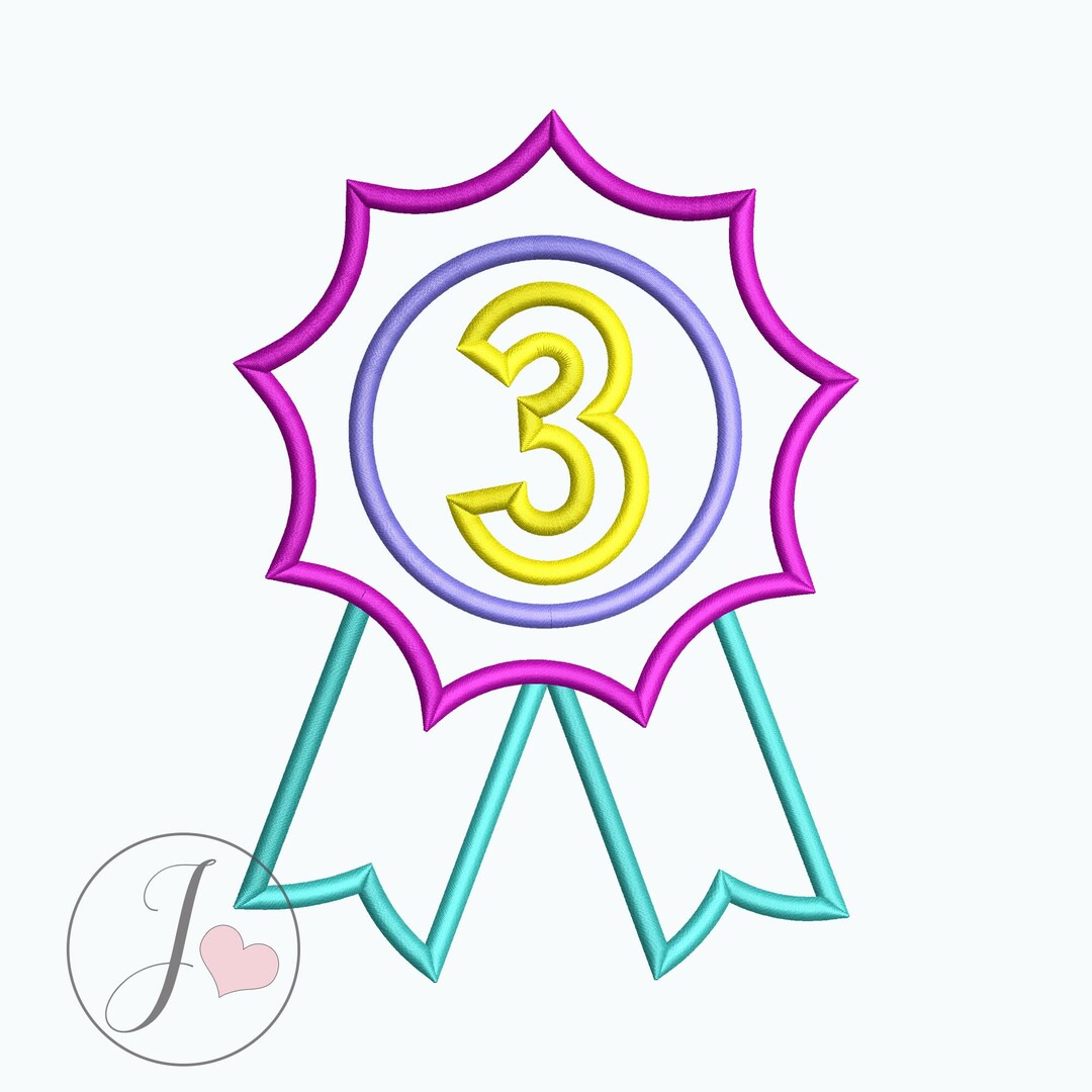 Award Ribbon Number 3 Applique Design, Machine Applique Designs - Etsy