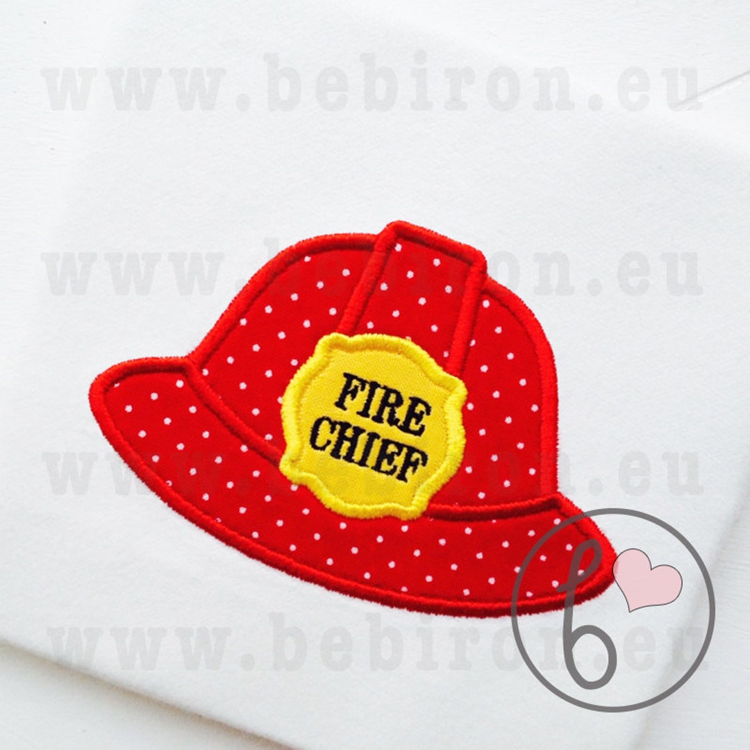 Fireman Hat Applique Design, Helmet Applique Pattern, Fire Chief ...