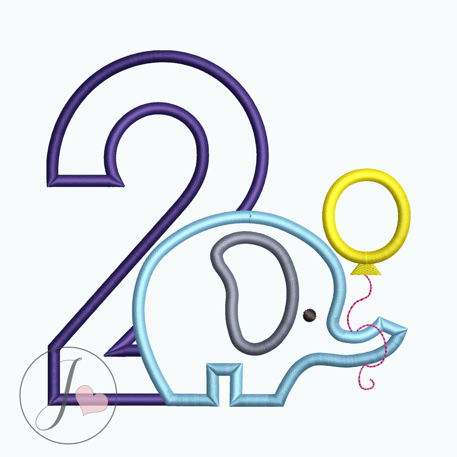 Elefante número 2 Applique diseño elefante cumpleaños - Etsy España