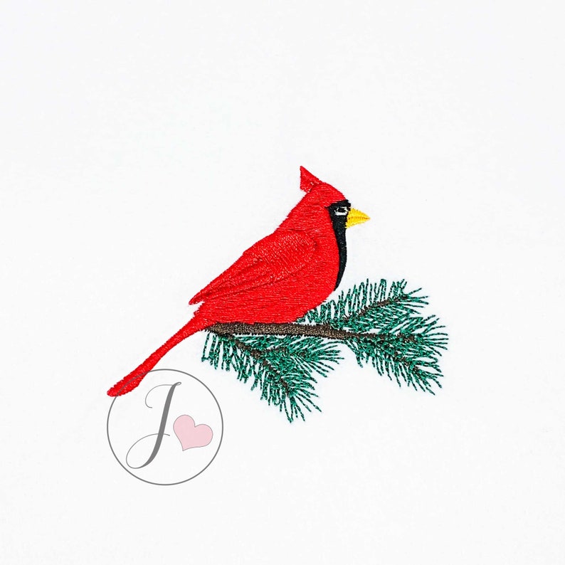 Cardinal Bird on the Pine Branch Embroidery Design Machine | Etsy