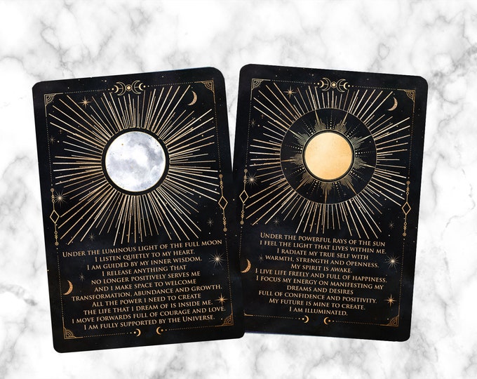 Moon & Sun Affirmation Cards - Full Moon Affirmation Card - Solstice ...