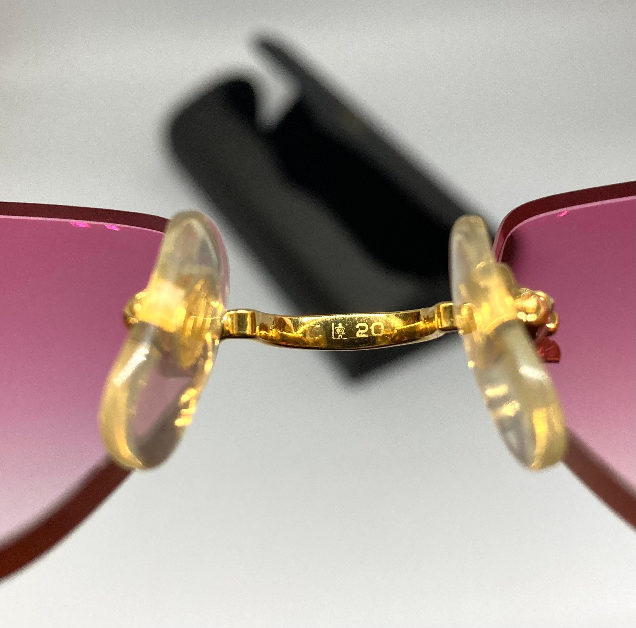 Vintage Cartier " C " Godron Décor Gold Rimless Sunglasses - Etsy