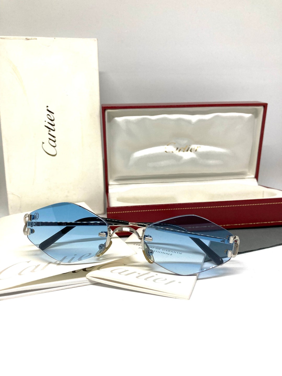 Vintage Cartier " C " Décor Soho Platinum Matt Brushed Rimless ...