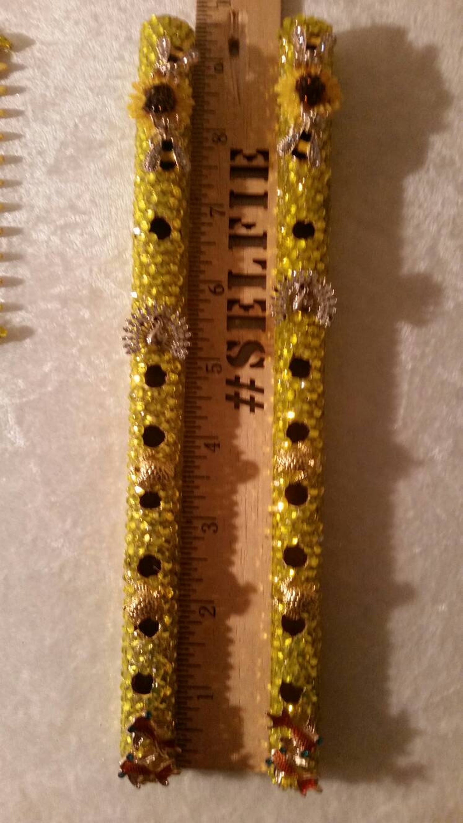 Yellow Rhinestone Crystal Covered Wood Flute for Orisha Orisa - Etsy