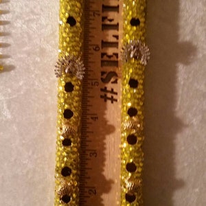 Yellow Rhinestone Crystal Covered Wood Flute for Orisha Orisa Orixa ...
