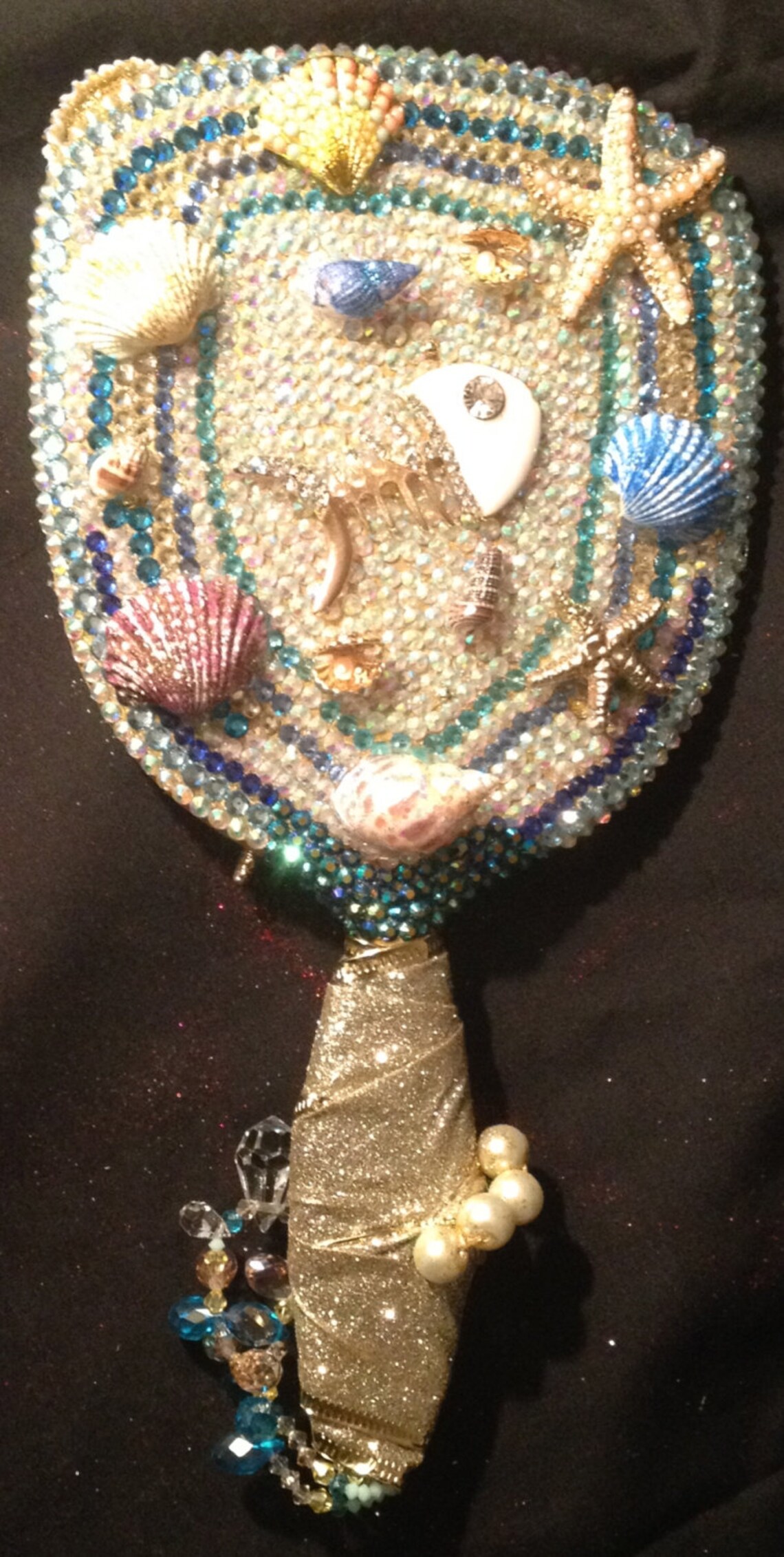 Fabulous Ocean Seashell Starfish Crystal Rhinestone Hand Held Mirror - Etsy