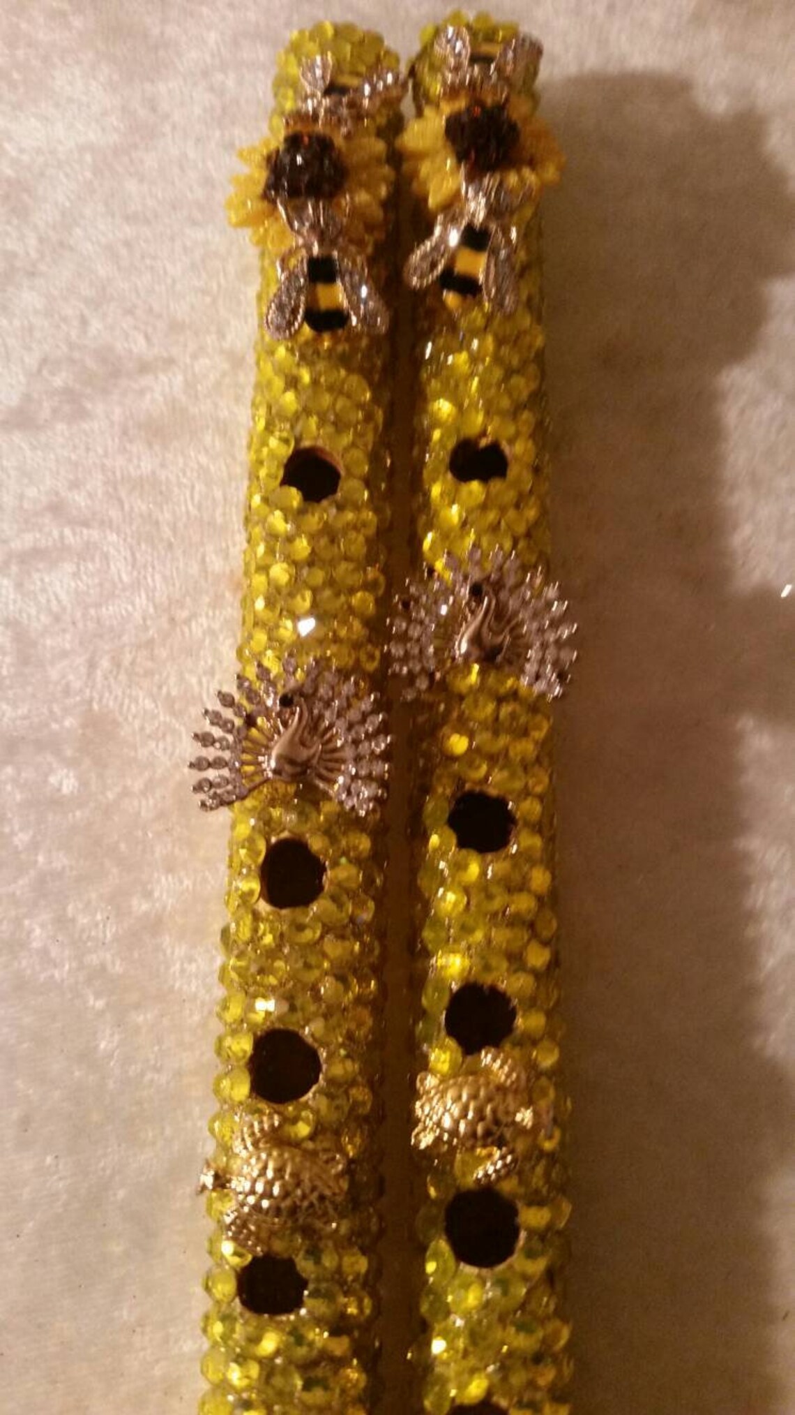 Yellow Rhinestone Crystal Covered Wood Flute for Orisha Orisa - Etsy