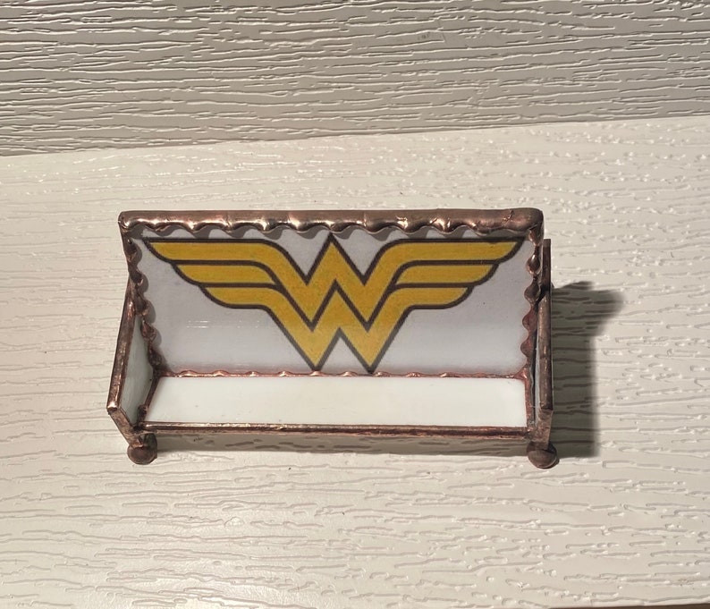 Business Card Holder Horizontal Wonder Woman Insignia White Stained ...