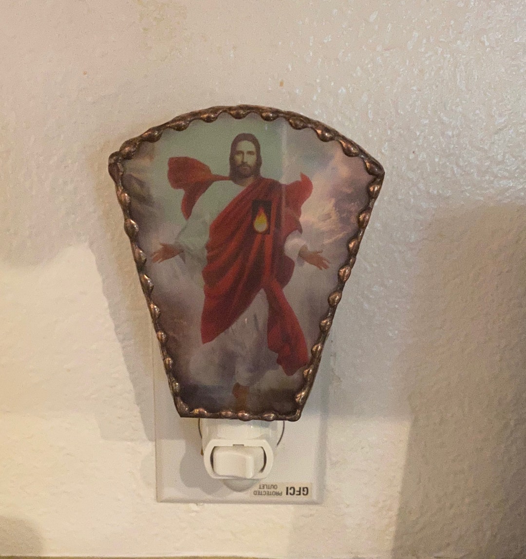 Beautiful Burning Sacred Heart of Jesus Spiritual Night Light Using ...