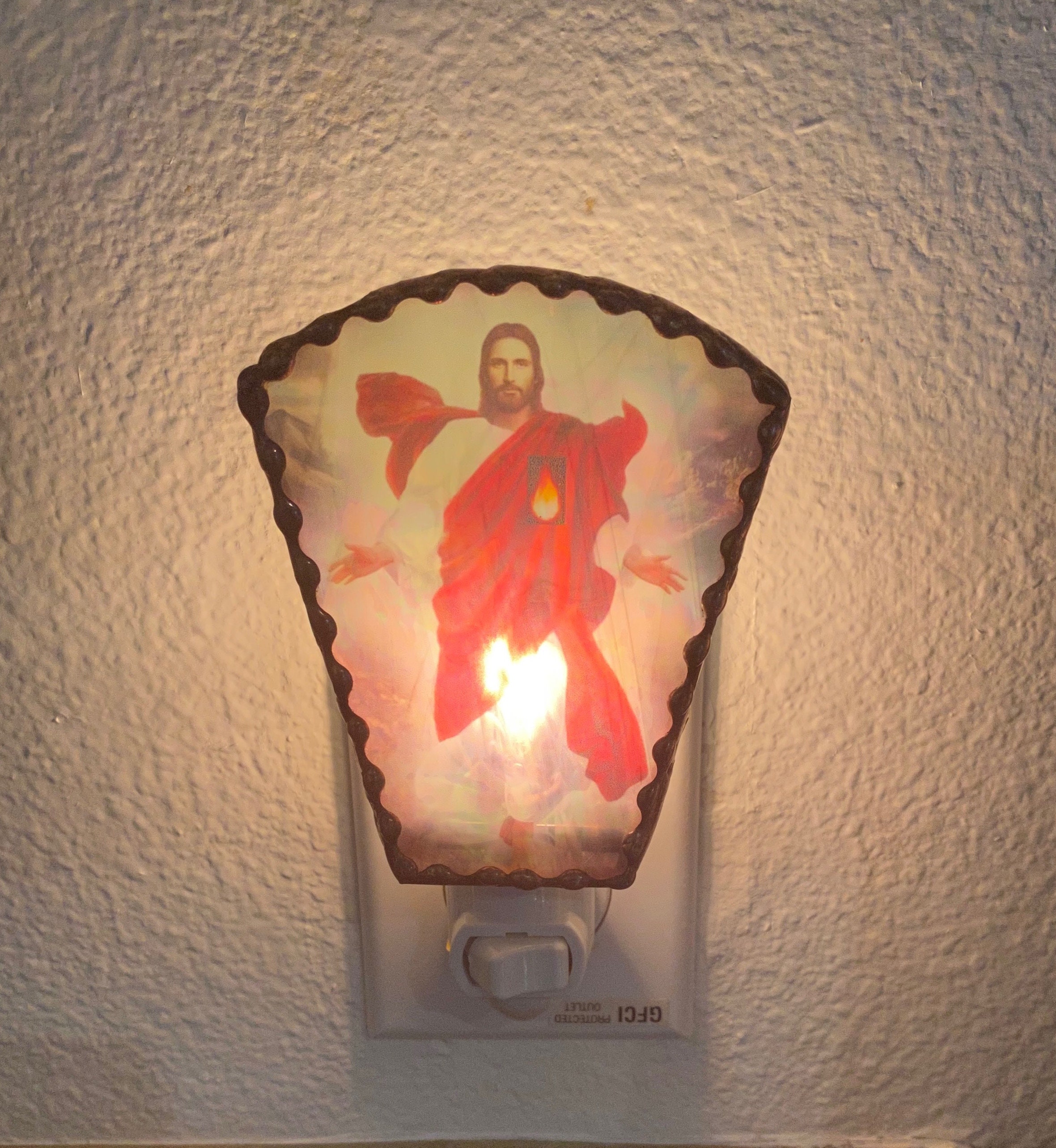 Beautiful Burning Sacred Heart of Jesus Spiritual Night Light - Etsy
