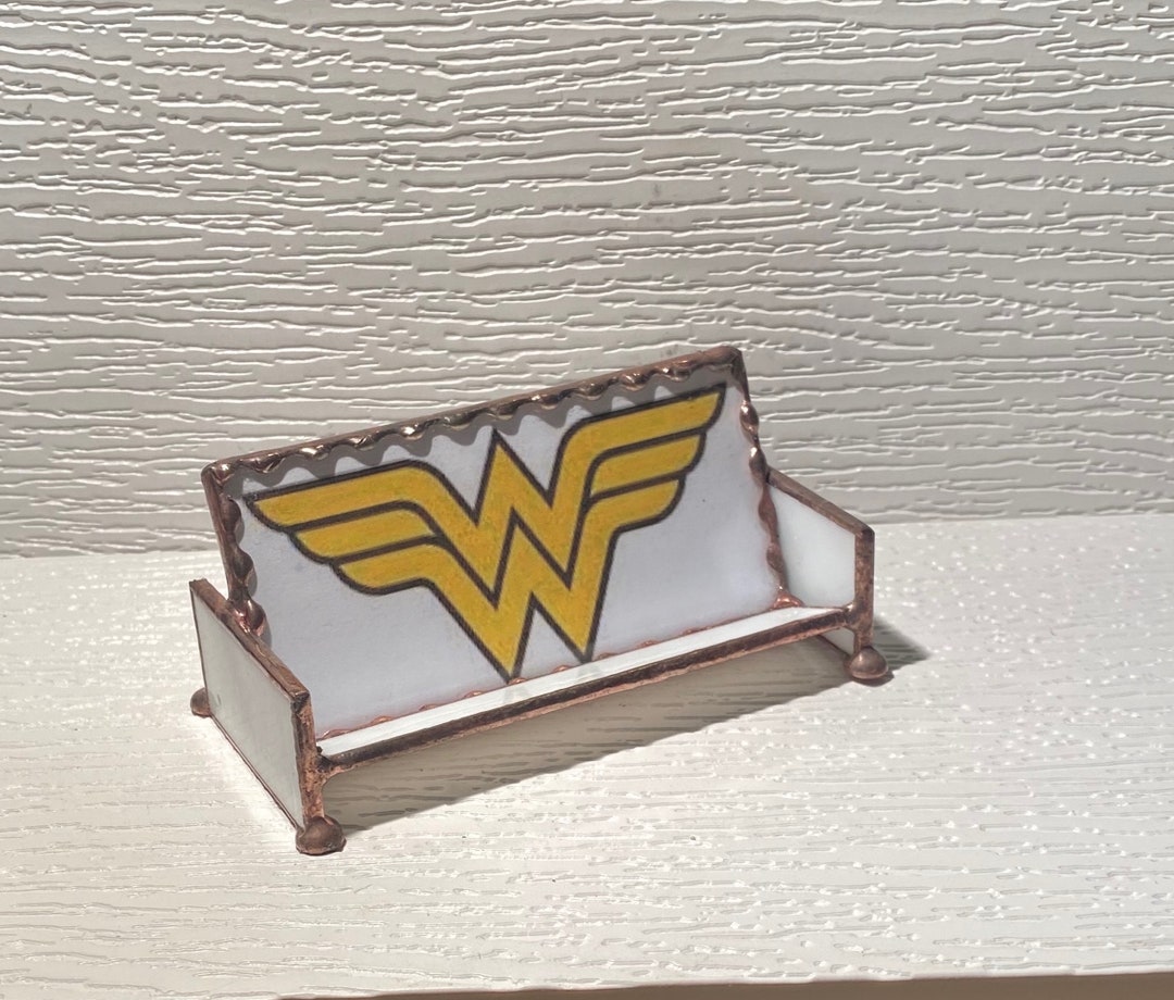 Business Card Holder Horizontal Wonder Woman Insignia White Stained ...