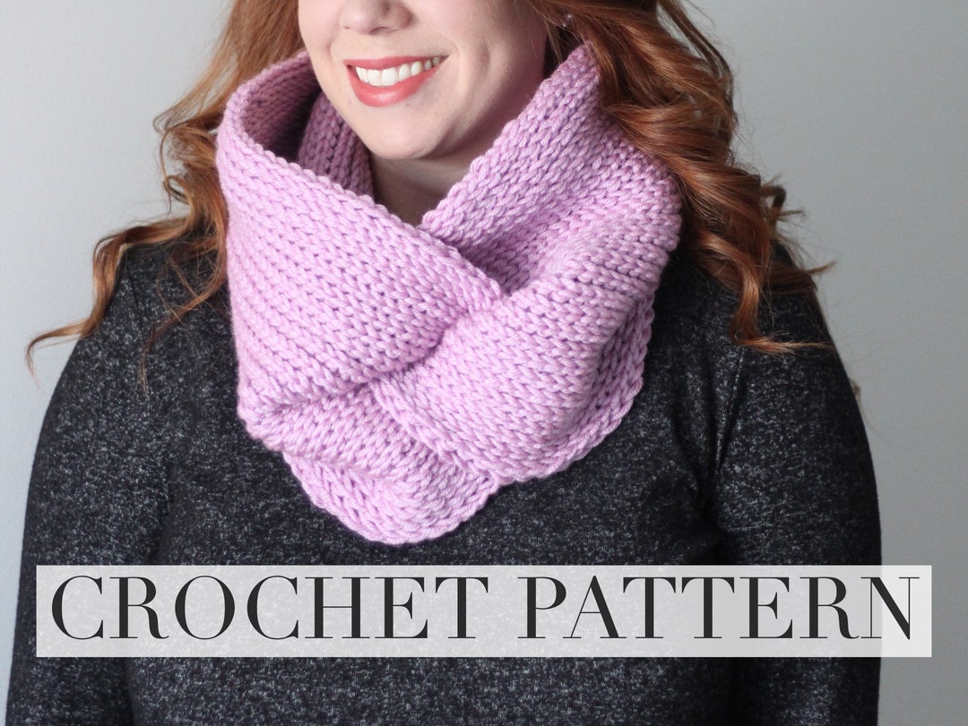 Crochet Twisted Cowl Pattern. Crochet Pattern. Knit Look. Crochet Scarf ...