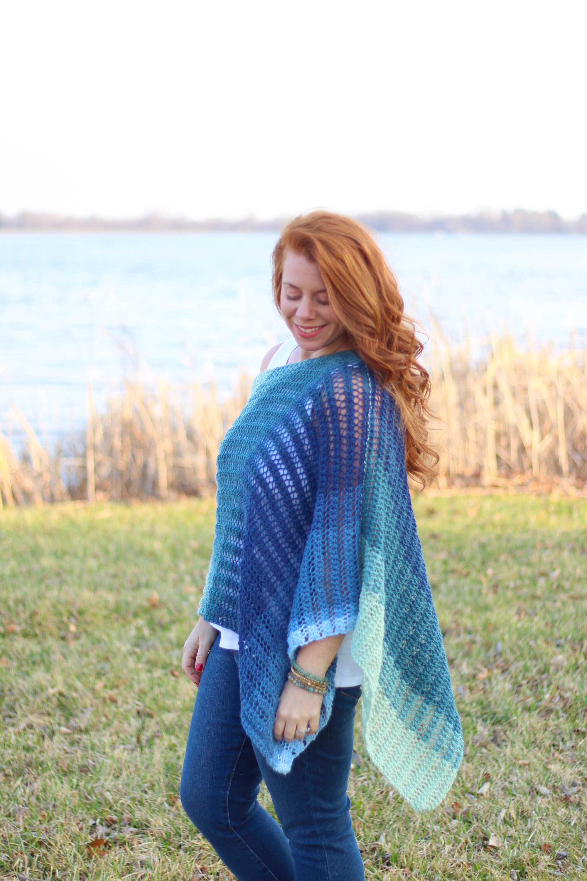 KNITTING PATTERN Easy Breezy Knit Poncho Beginner Lace | Etsy