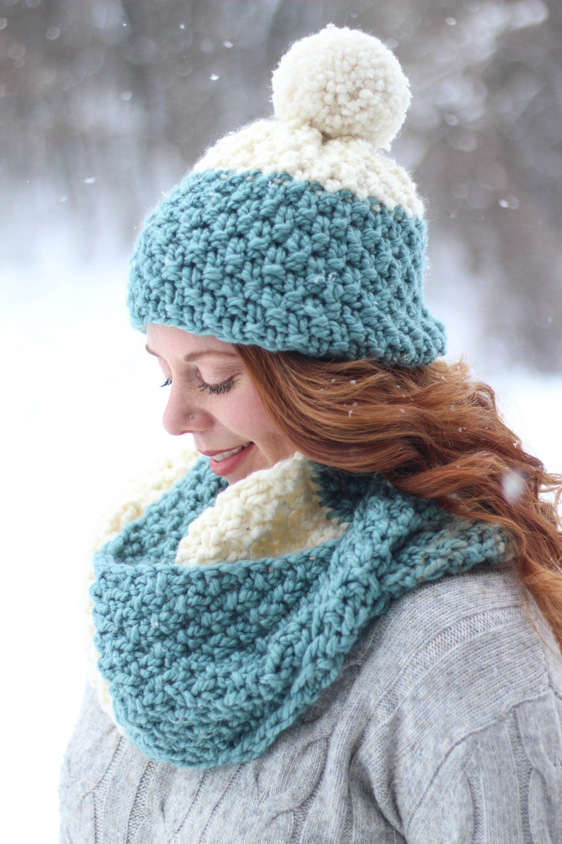 Ski Lodge Hat & Scarf Knitting Pattern | Beginner Color Block Set (PDF ...