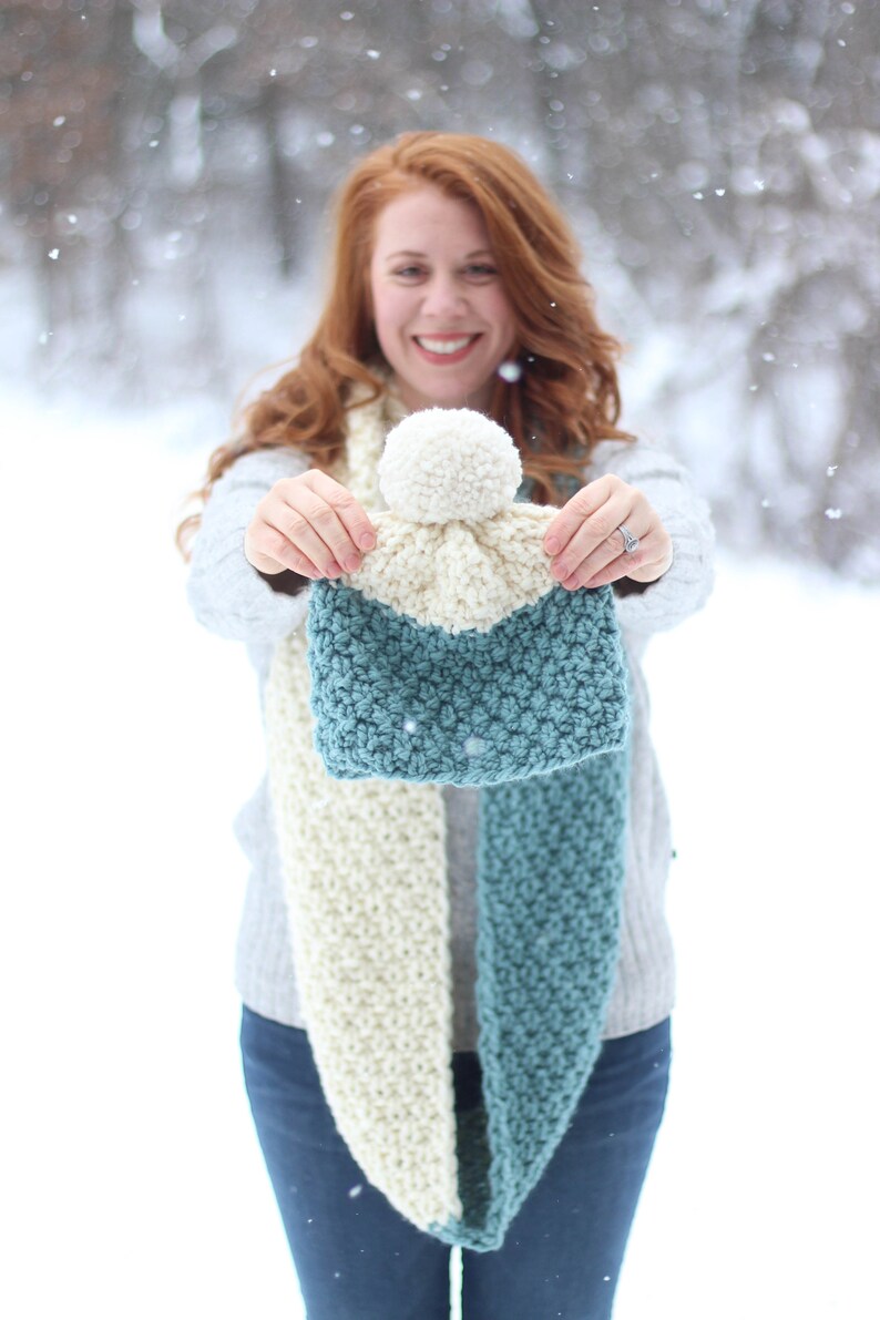 Ski Lodge Hat & Scarf Knitting Pattern | Beginner Color Block Set (PDF ...