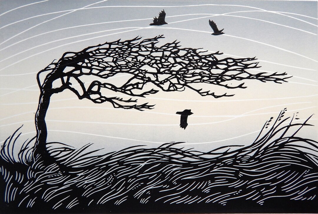 A Prevailing Wind ( Day Time Version ) Limited Edition Lino Print of a ...