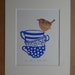 Wren and Teacups Linocut Original Hand Carved Handmade - Etsy