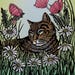 Foxgloves INDIGO VERSION Linocut Original Handcarved Handmade Linocut ...