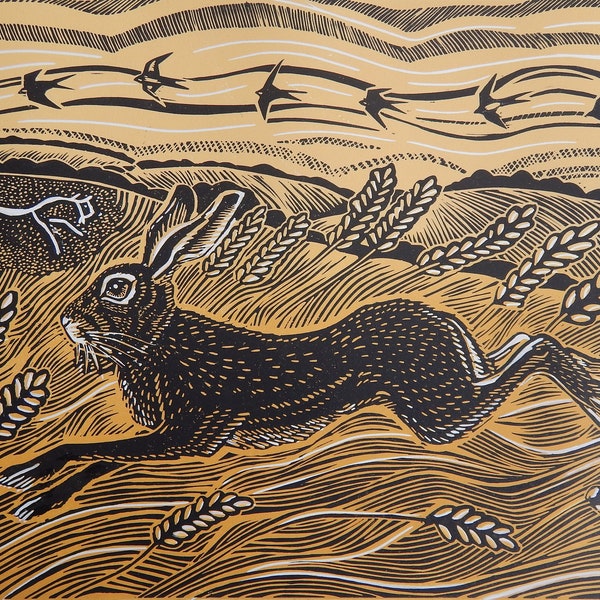 Hare Linocut - Etsy UK