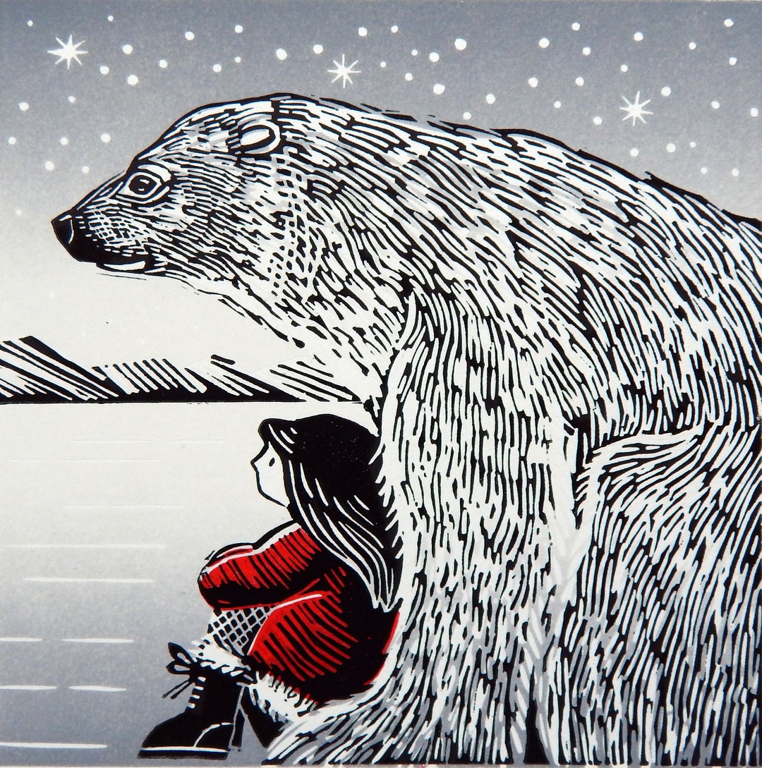 Lyra and Iorek - Limited Edition Lino Print - Etsy