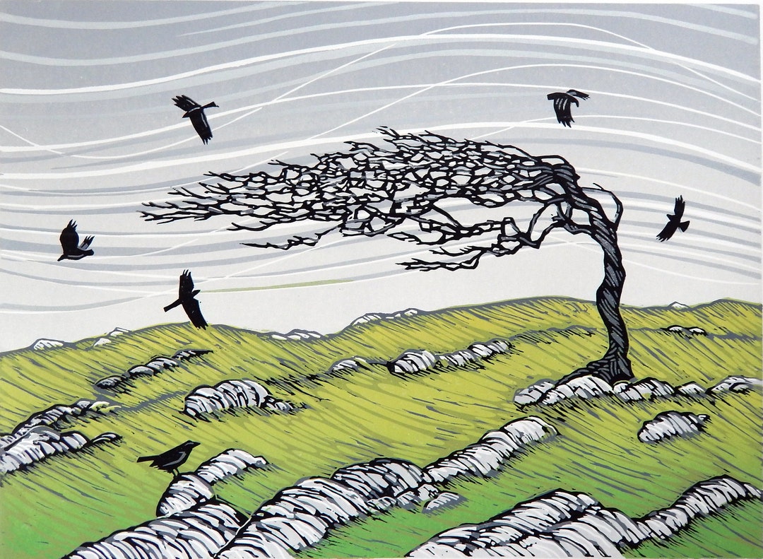 Windswept Limited Edition Lino Print - Etsy UK