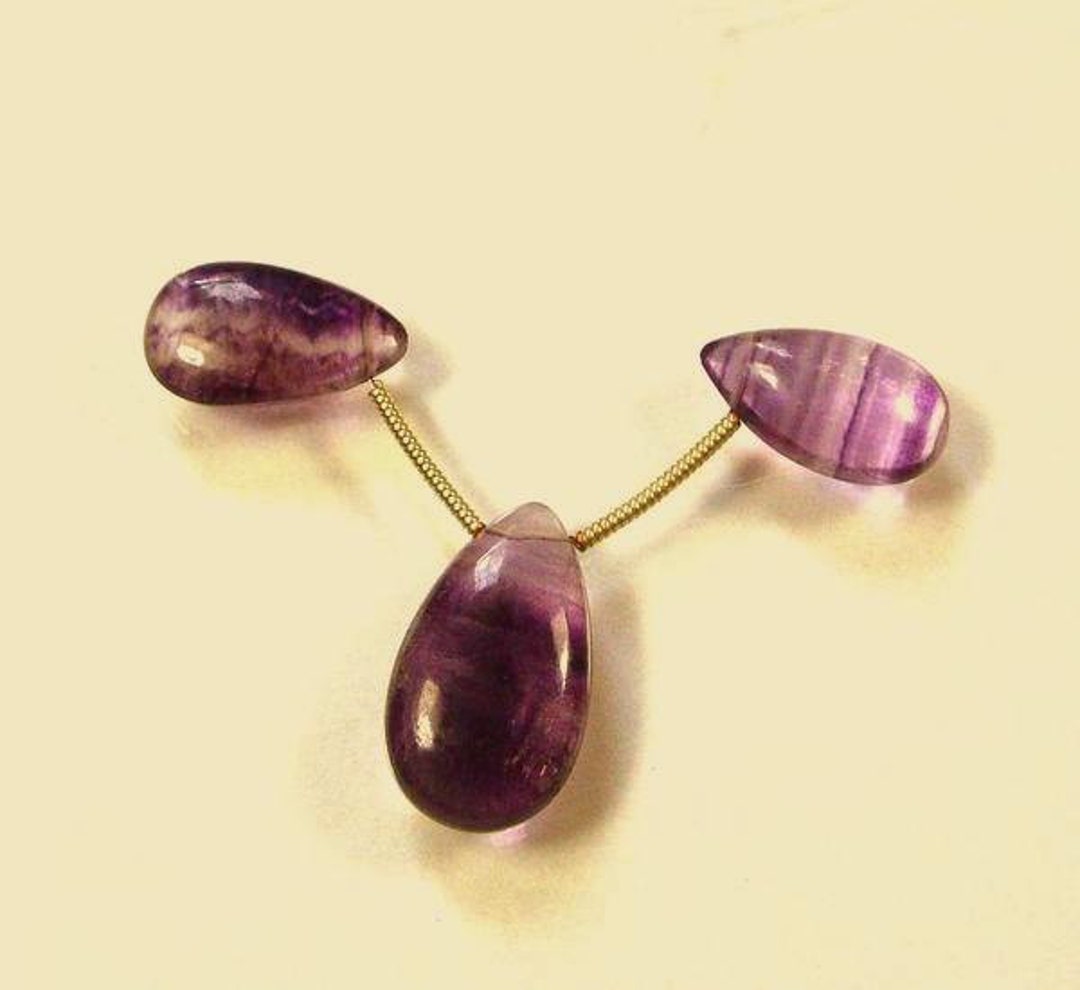 Banded Purple FLUORITE Smooth Pear Beads AAA 15-20mm 3 Pieces - Etsy