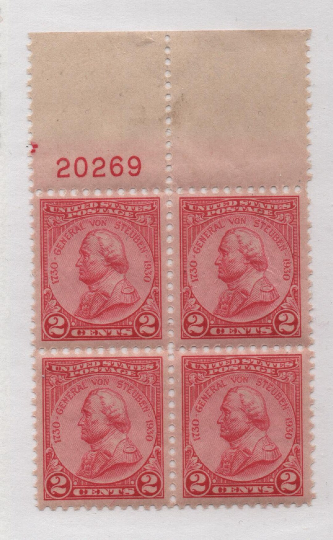 2 Cent 1931 Baron Von Stueben (scott's 689) Postage Stamp Block of 4 W ...