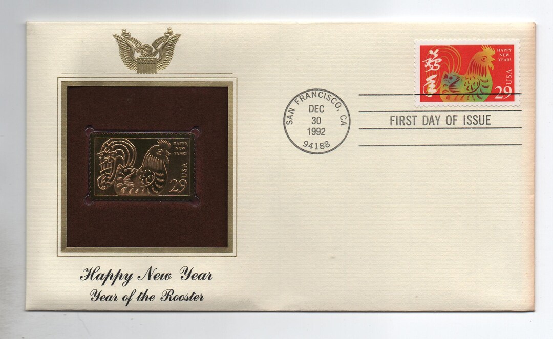 29 Cent Year of the Rooster Gold Replica & First Day Issue Cover (scott ...