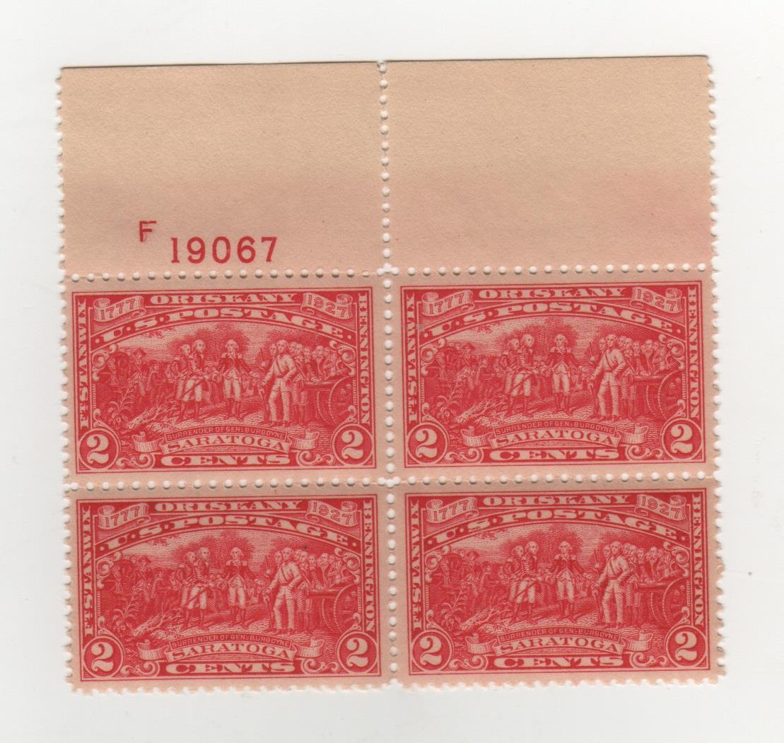 2 Cent 1927 Surrender of Burgoyne at Saratoga, Postage Stamp Block of 4 ...