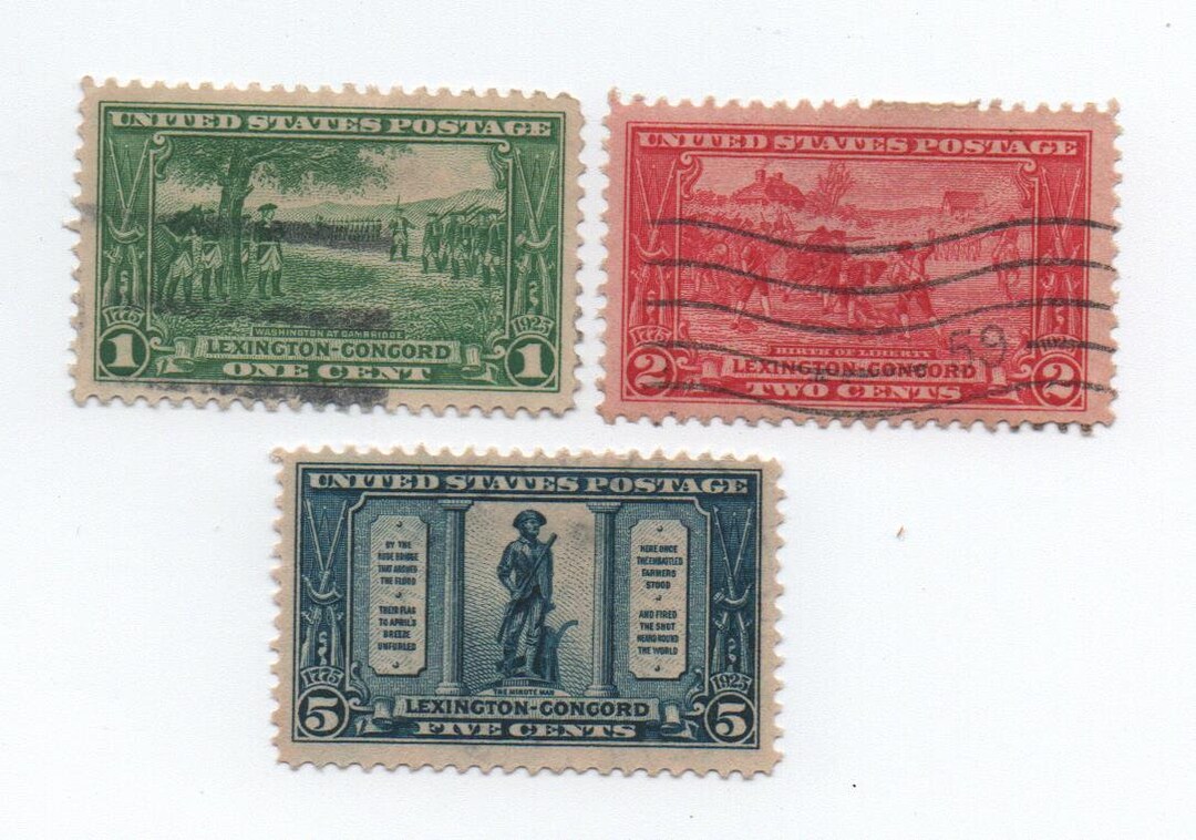 1925 Lexington Concord Set (scott's 617-619) Postage Stamp Lot of 3 ...