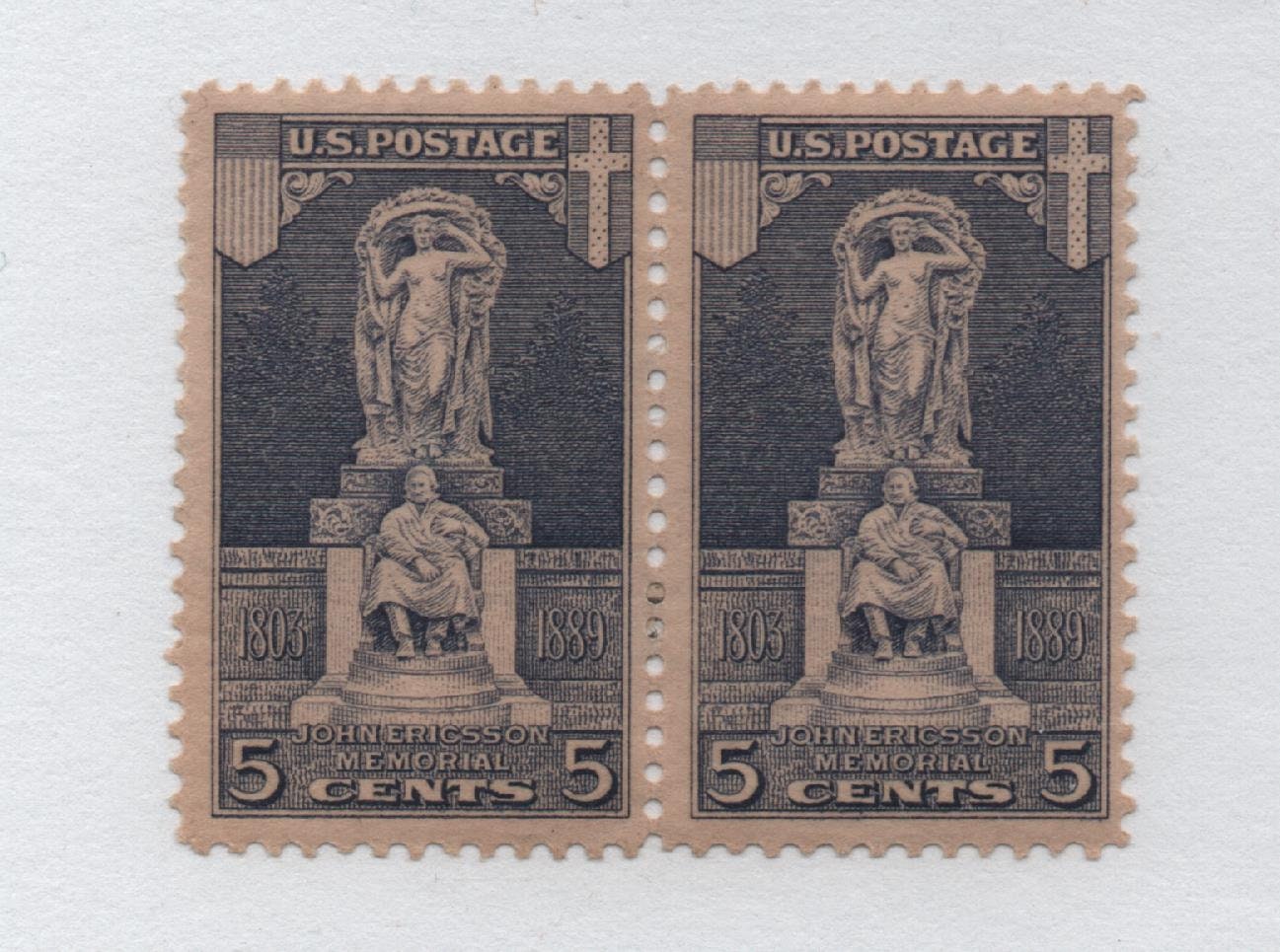 5 Cent 1926 John Ericsson Memorial Postage Stamp (scott's 628) Attached ...