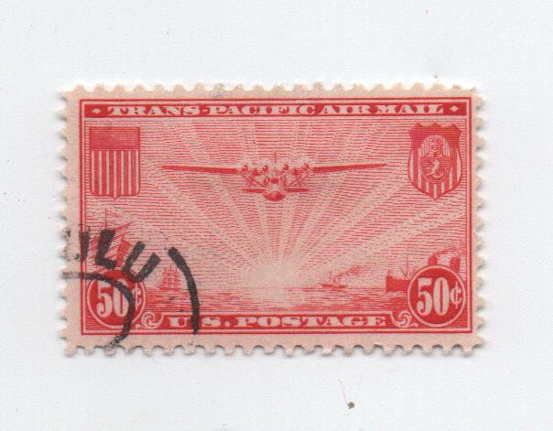 50 Cent 1937 China Clipper Airmail (scott's C 22) Postage Stamp, Used ...