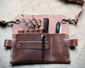 Genuine Leather Barber Belt Scissor Case Holster Holder - Etsy